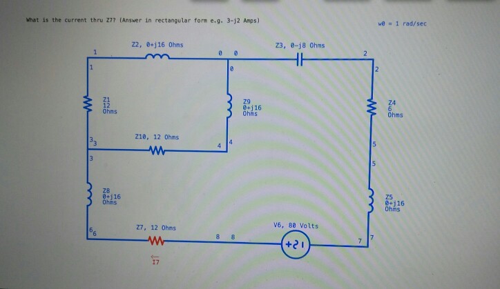 Solved ve1 rad/sec what is the current thru 27? (Answer in | Chegg.com