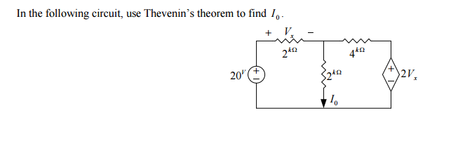 Solved In the following circuit, use Thevenin s theorem to | Chegg.com