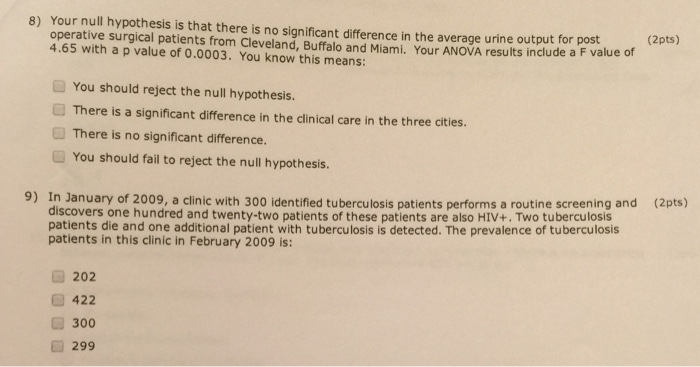 Solved Your null hypothesis is that there is no significant | Chegg.com