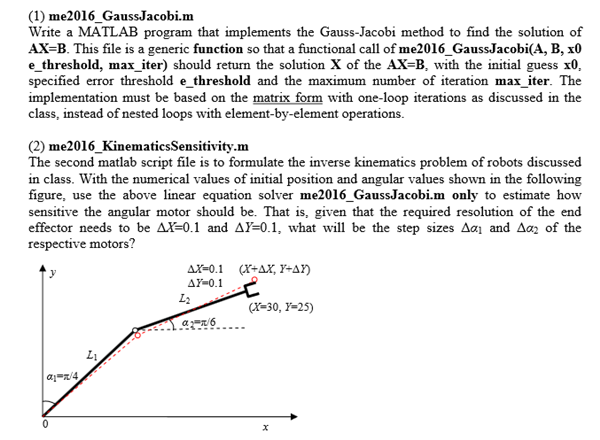 me2016_GaussJacobi.m Write a MATLAB program that | Chegg.com