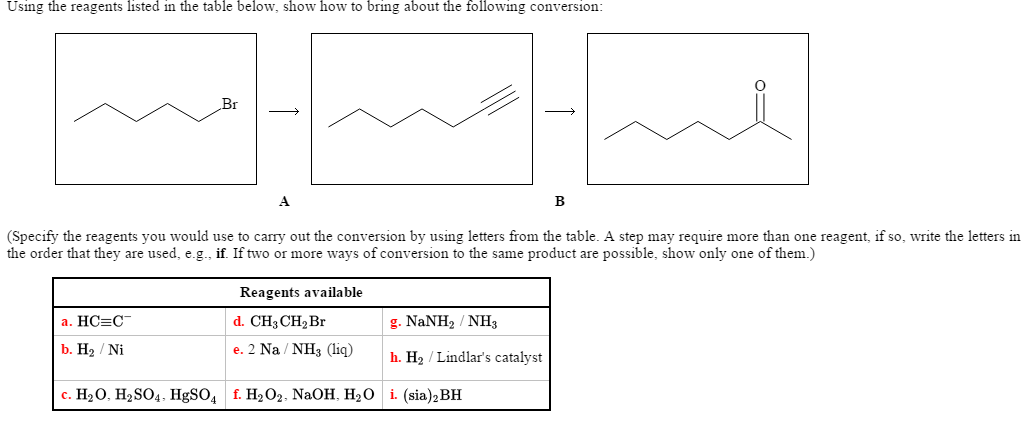 Solved Using the reageants listed in the table below, show | Chegg.com