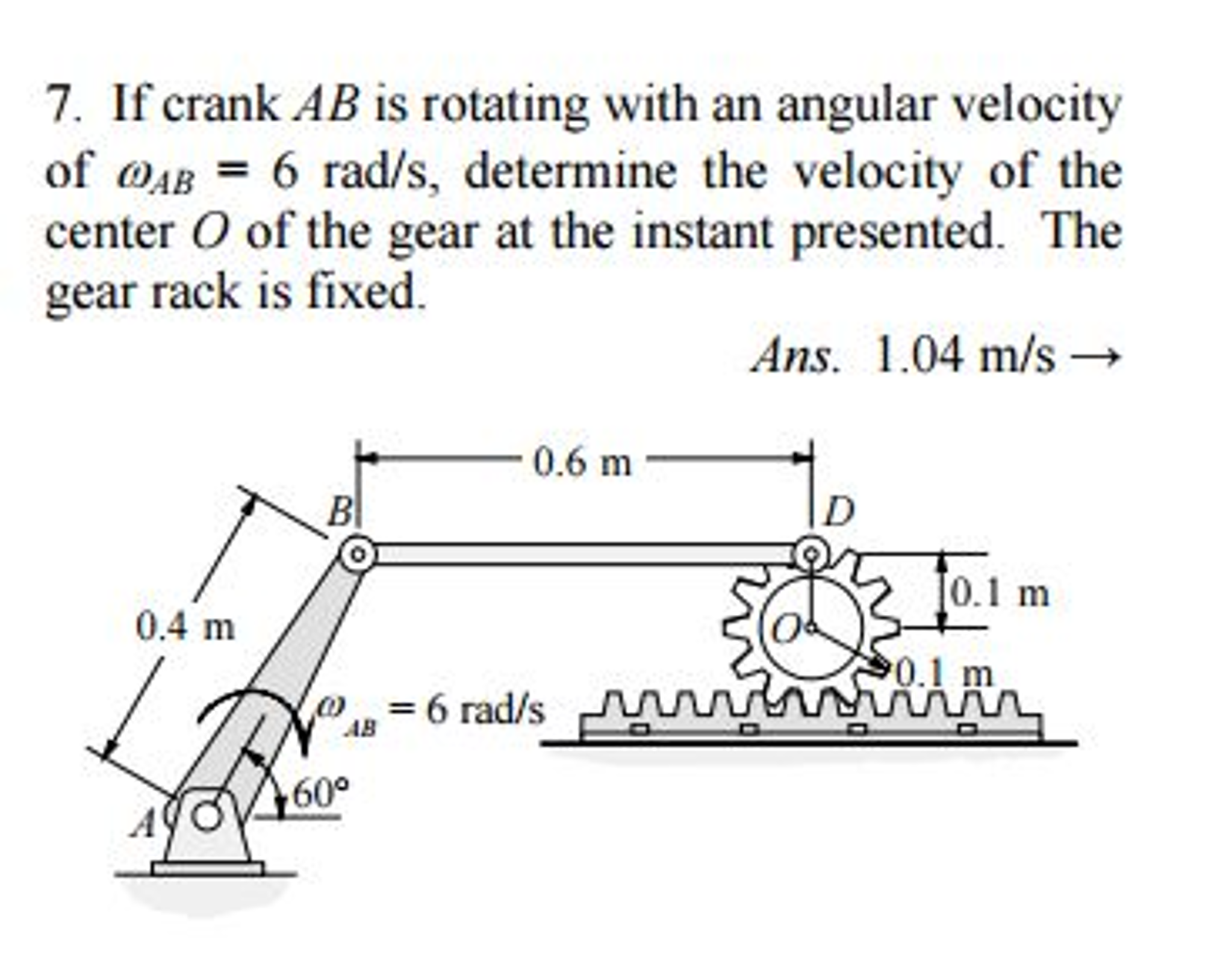 Solved If Crank Ab Is Rotating With An Angular Velocity Of 4637