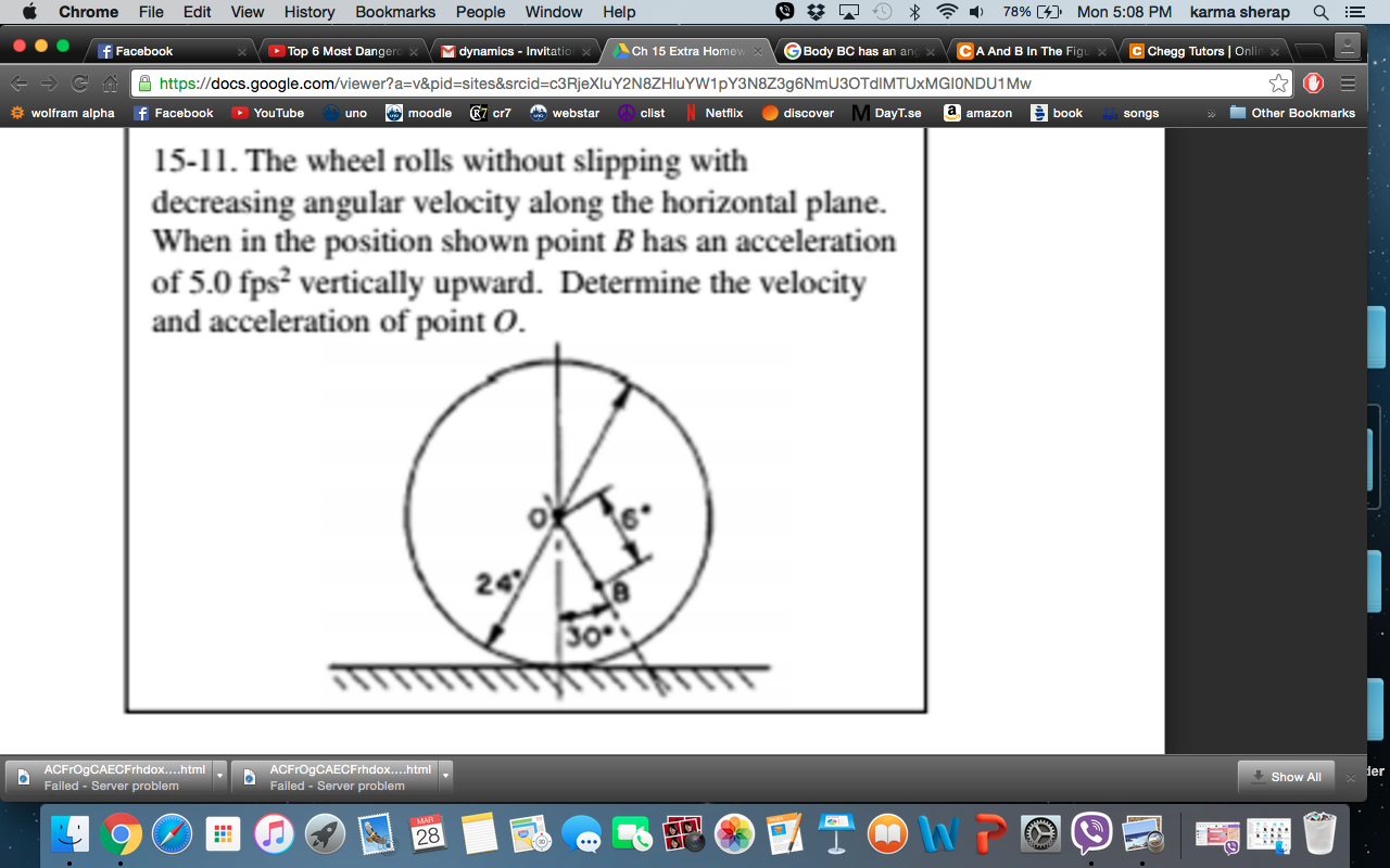 Solved 15-11. The wheel rolls without slipping with | Chegg.com