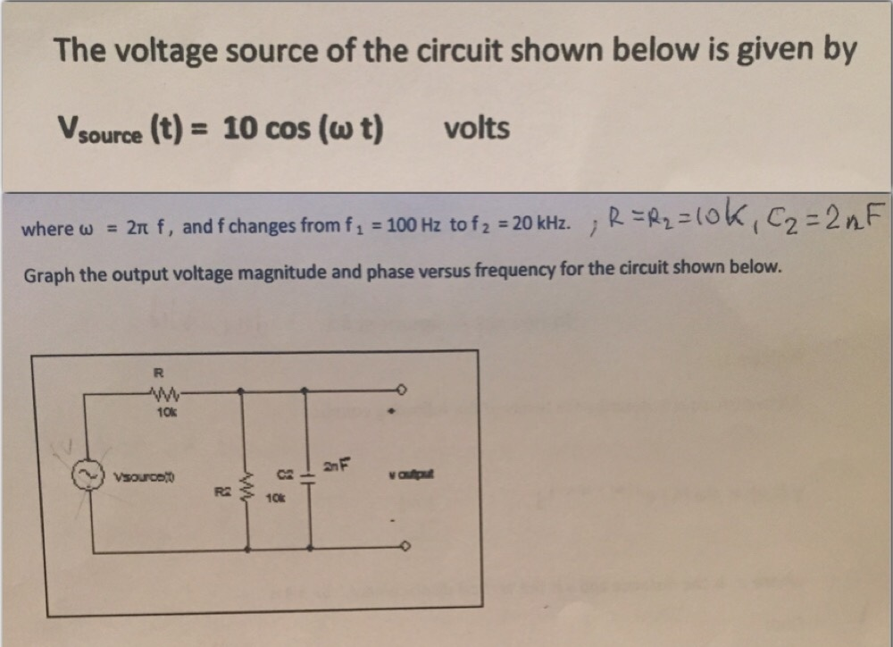 Solved The voltage source of the circuit shown below is | Chegg.com