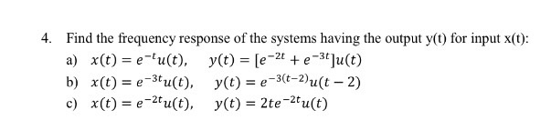 Solved Find the frequency response of the systems having the | Chegg.com