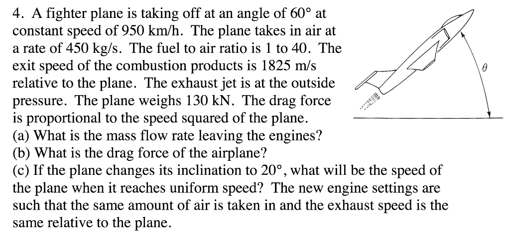 Solved 4. A fighter plane is taking off at an angle of 60° | Chegg.com