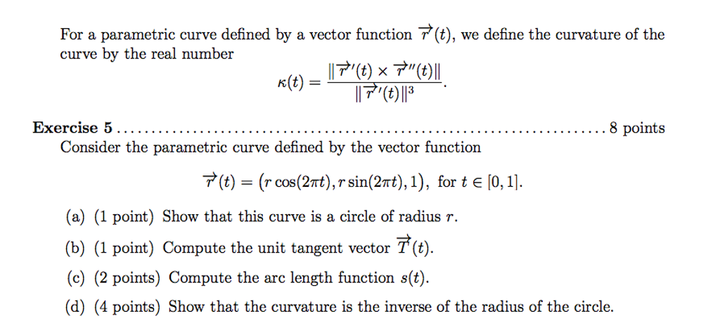 Solved For a parametric curve defined by a vector function r | Chegg.com