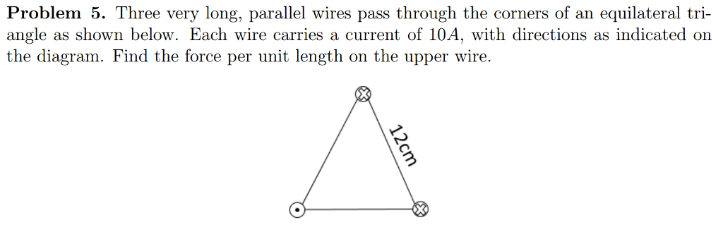 Solved Three very long, parallel wires pass through the | Chegg.com