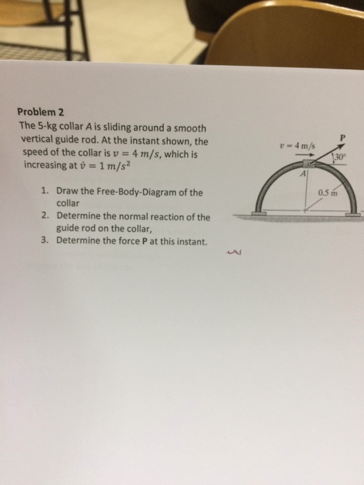 Solved The 5-kg collar A is sliding around a smooth vertical | Chegg.com