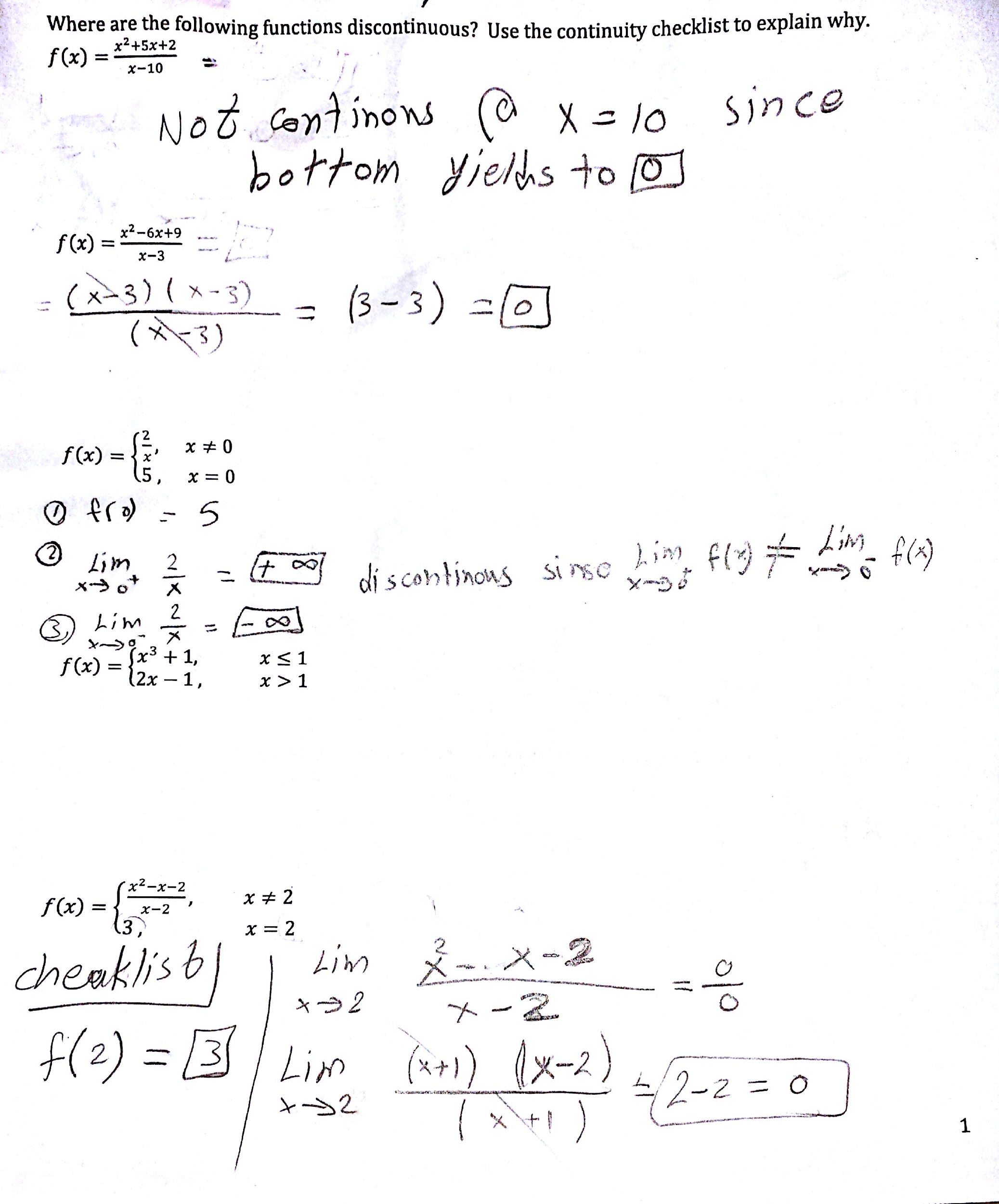 Solved: Where Are The Following Functions Discontinuous? U... | Chegg.com