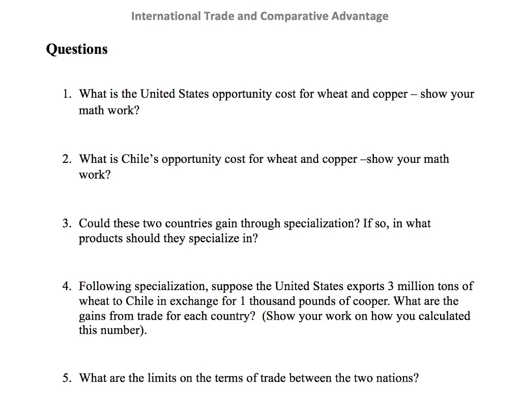 Solved International Trade and Comparative Advantage Shown | Chegg.com