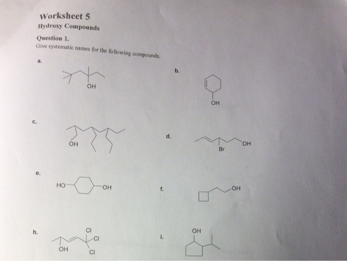 Solved Give systematic names for the following compounds. | Chegg.com