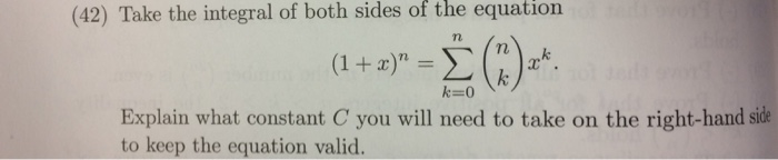 Solved Take the integral of both sides of the equation (1 + | Chegg.com