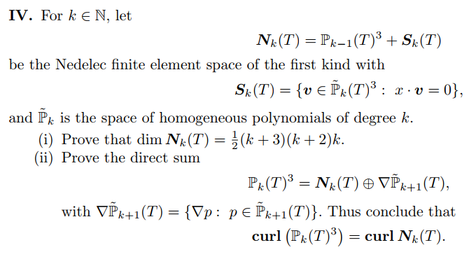 be the Nedelec finite element space of the first kind | Chegg.com