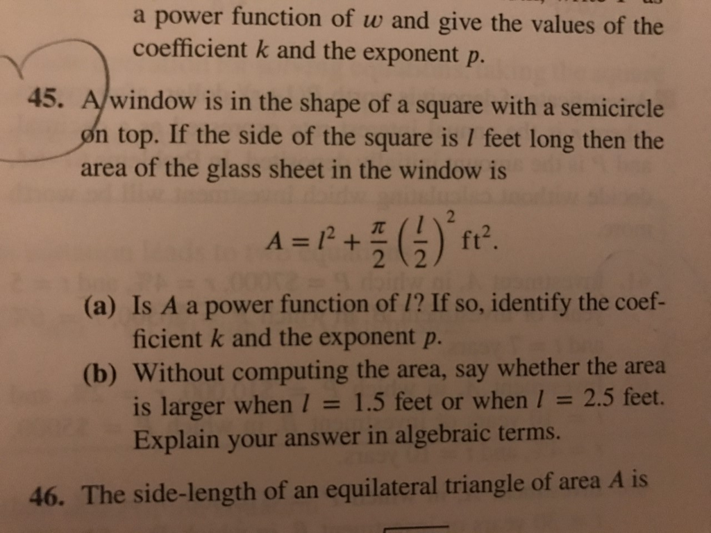 Solved a power function of w and give the values of the | Chegg.com