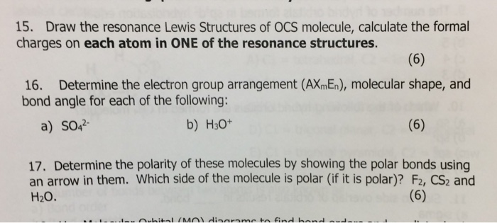 Solved Draw the resonance Lewis Structures of OCS molecule, | Chegg.com