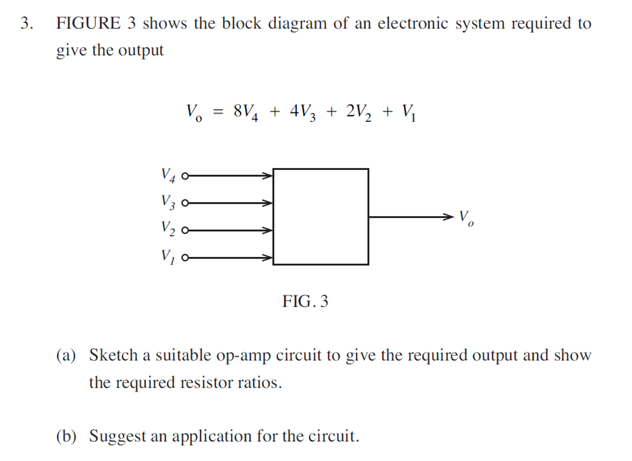 Solved Shows the block diagram of an electronic system | Chegg.com