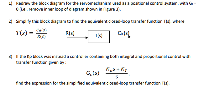 Solved Ge(s) Controller Amp, Motor& Gearbox Ts +1 Ka Gt Co | Chegg.com