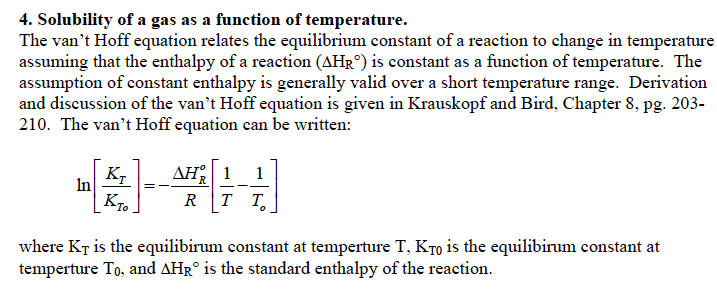 Solved Solubility of a gas as a function of temperature. | Chegg.com