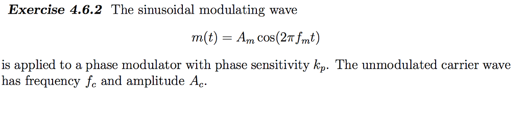 Solved Exercise 4.6.2 The sinusoidal modulating wave is | Chegg.com