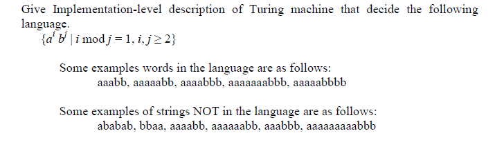 Solved Give Implementation-level description of Turing | Chegg.com