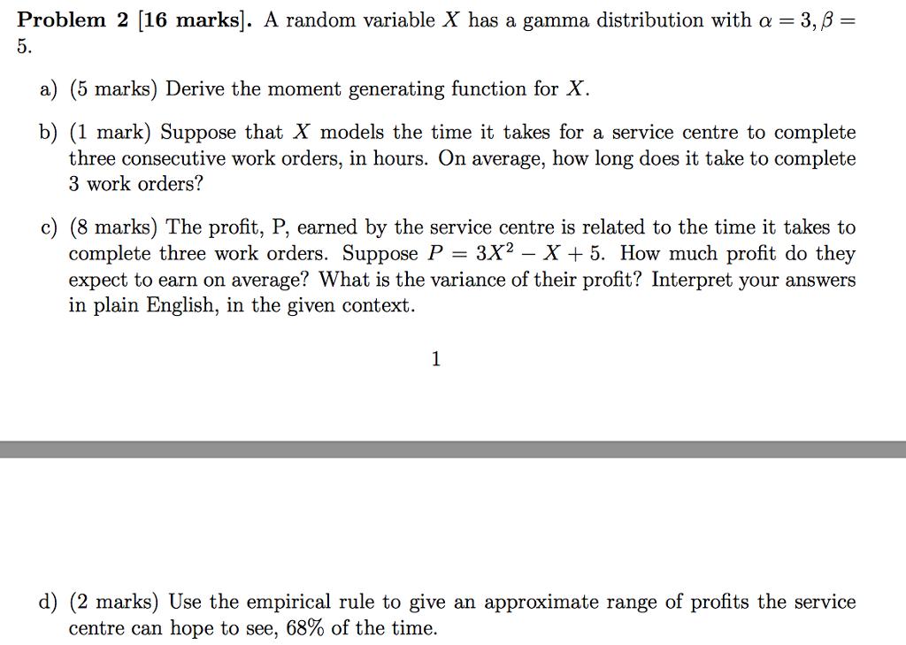 Solved A random variable X has a gamma distribution with | Chegg.com