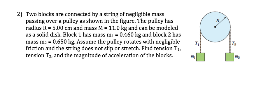 Solved 2) Two blocks are connected by a string of negligible | Chegg.com