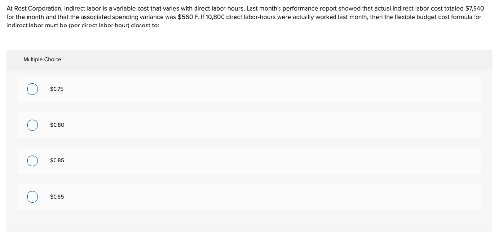 Solved At Rost Corporation, indirect labor is a variable | Chegg.com