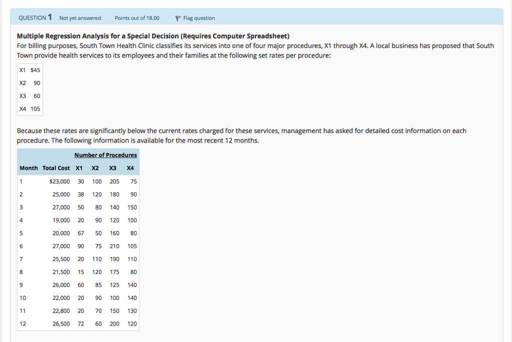 Solved QUESTION 1 Not yet answered Points out of 18.00 pFlag | Chegg.com