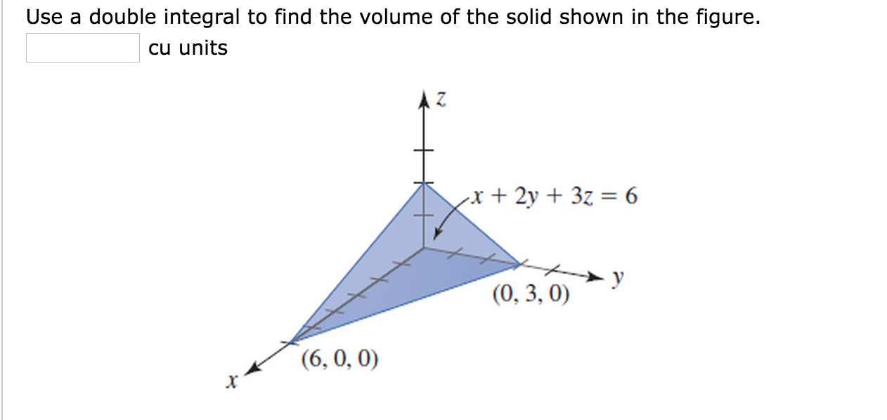 Solved Use a double integral to find the volume of the solid | Chegg.com