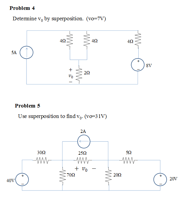 Solved Determine v0 by superposition (v0 = 7v) Use | Chegg.com