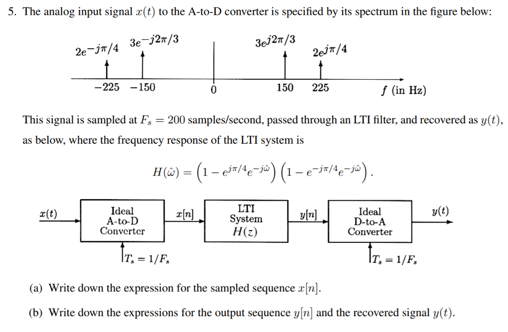 Solved 5. The analog input signal r(t) to the A-to-D | Chegg.com