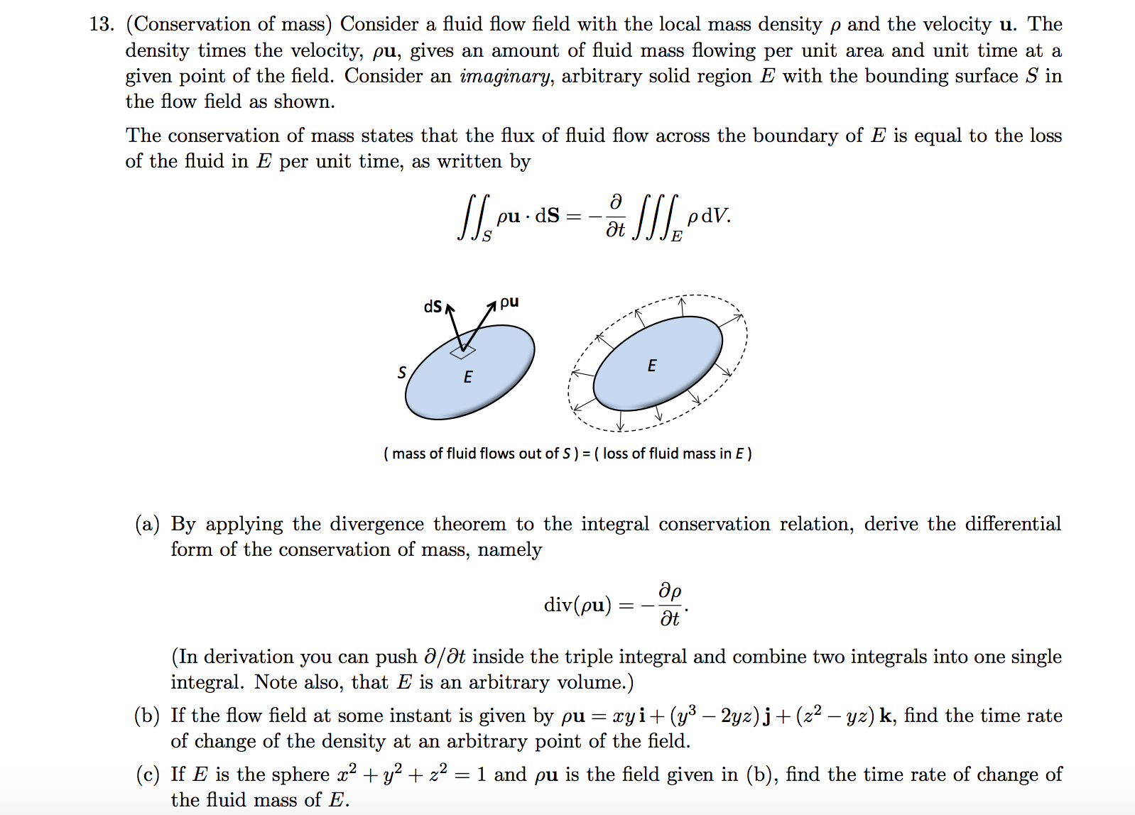 Solved Consider a fluid flow field with the local mass | Chegg.com
