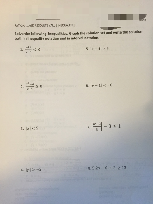 Solved Solve the following inequalities. Graph the solution | Chegg.com
