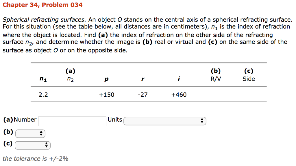 Solved Chapter 34, Problem 034 Spherical refracting | Chegg.com