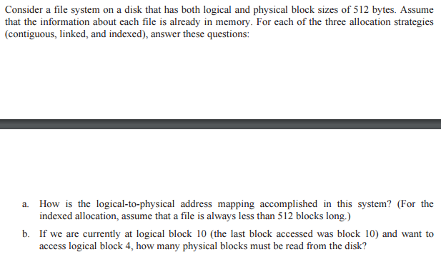 Solved Consider a file system on a disk that has both | Chegg.com