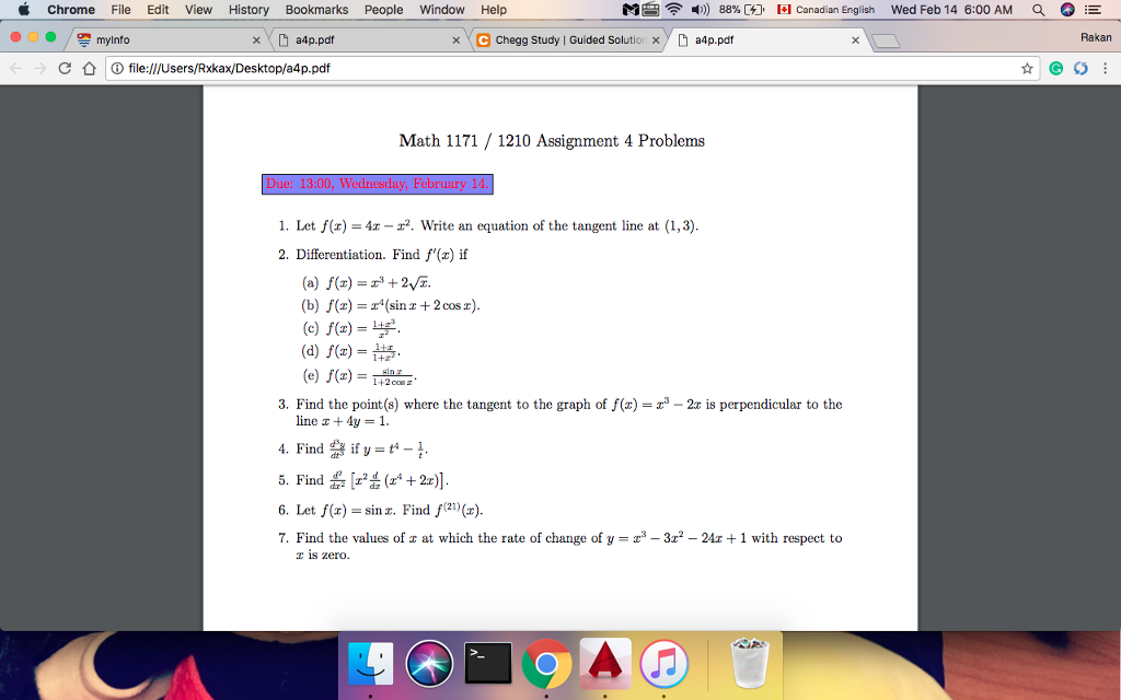 Solved Chrome File Edit View History Bookmarks People Window | Chegg.com