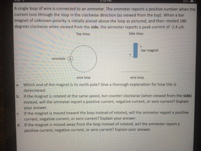 Solved A single loop of wire is connected to an ammeter. The | Chegg.com