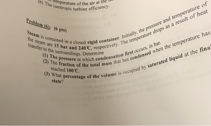 Solved Steam is contained in a closed rigid container. | Chegg.com