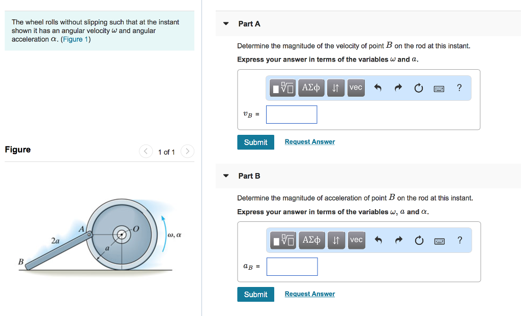 Solved The wheel rolls without slipping such that at the | Chegg.com