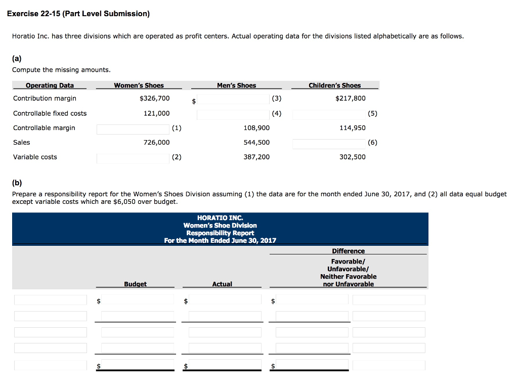 Solved Exercise 22-15 (Part Level Submission) Horatio Inc. | Chegg.com