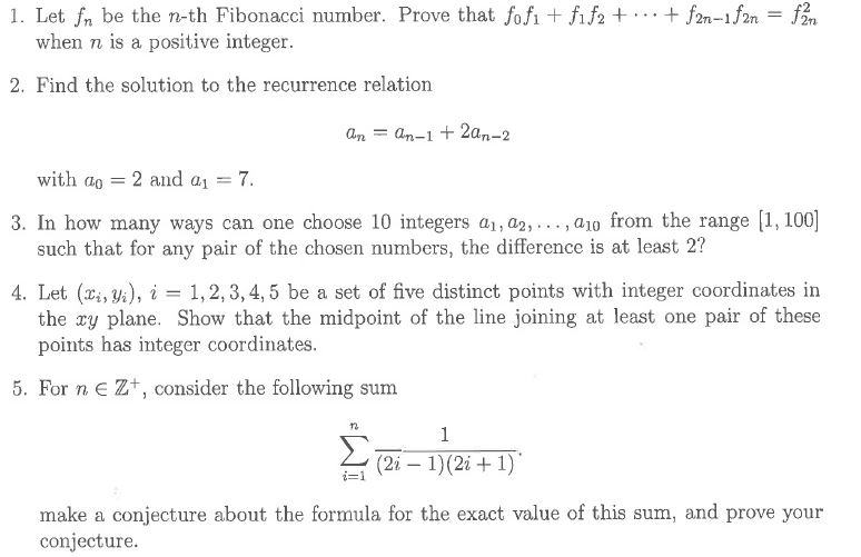 Solved Let fn be the n-th Fibonacci number. Prove that f_0 | Chegg.com