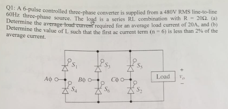 Solved A 6-pulse controlled three-phase converter is | Chegg.com