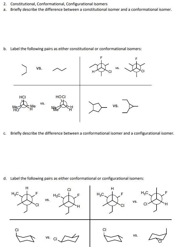 Solved 2. Constitutional, Conformational, Configurational | Chegg.com