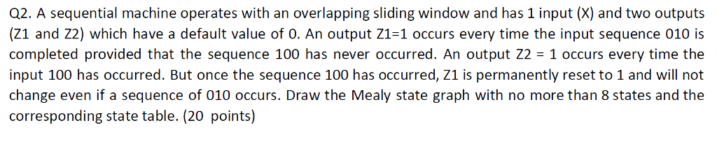 Solved Q2. A sequential machine operates with an overlapping | Chegg.com