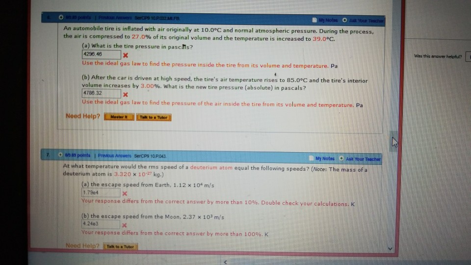 Solved An automobile tire is inflated with air originally at | Chegg.com