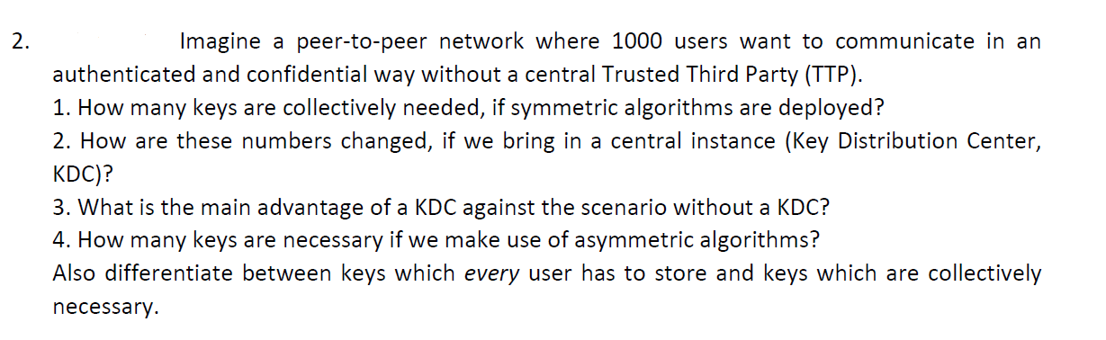 Imagine a peer-to-peer network where 1000 users want | Chegg.com