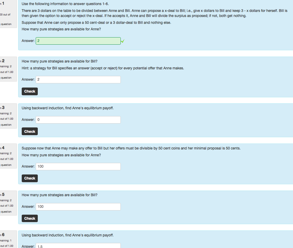 Solved There are 3 dollars on the table to be divided | Chegg.com