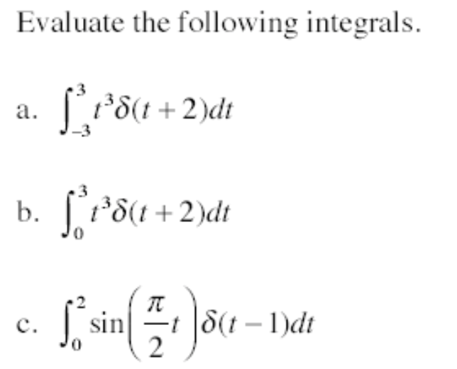 Solved Evaluate the following integrals. integral_-3^3 t^3 | Chegg.com