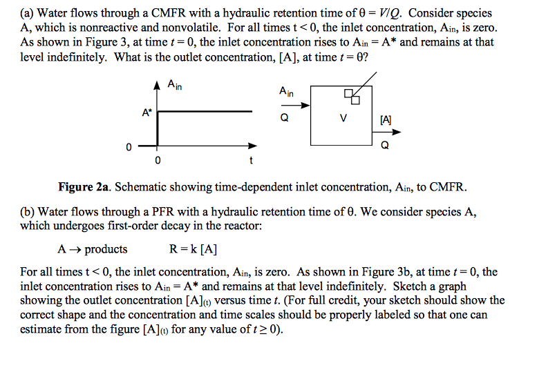 (a) water flows through a CMFR with a hydraulic | Chegg.com